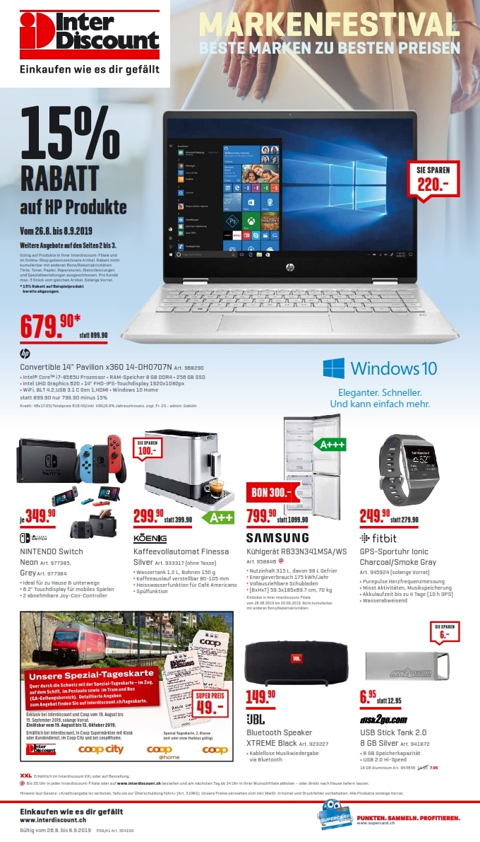 Interdiscount Aktionen gültig von 26.08.2018 bis 08.09.2019